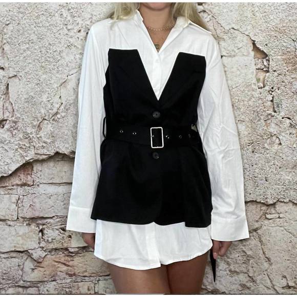 LA' ROS | Dresses | New La Ros Two Tone Mini Dress In Blackwhite | Poshmark